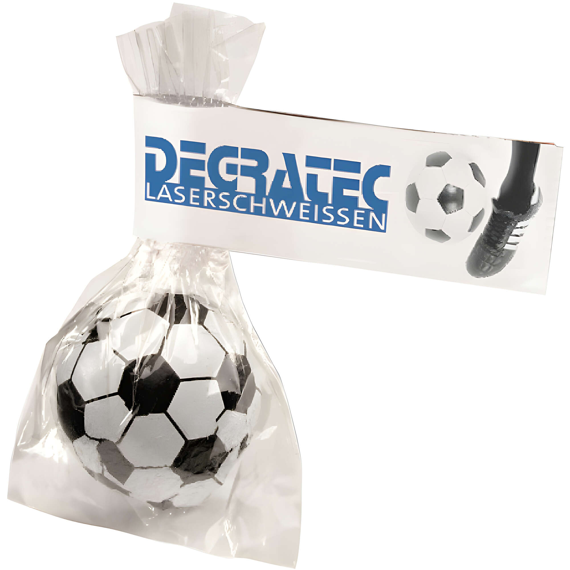 Süßer Fußball (weiß, Folie, Staniol, Schokolade, Papier, 8g) als ...