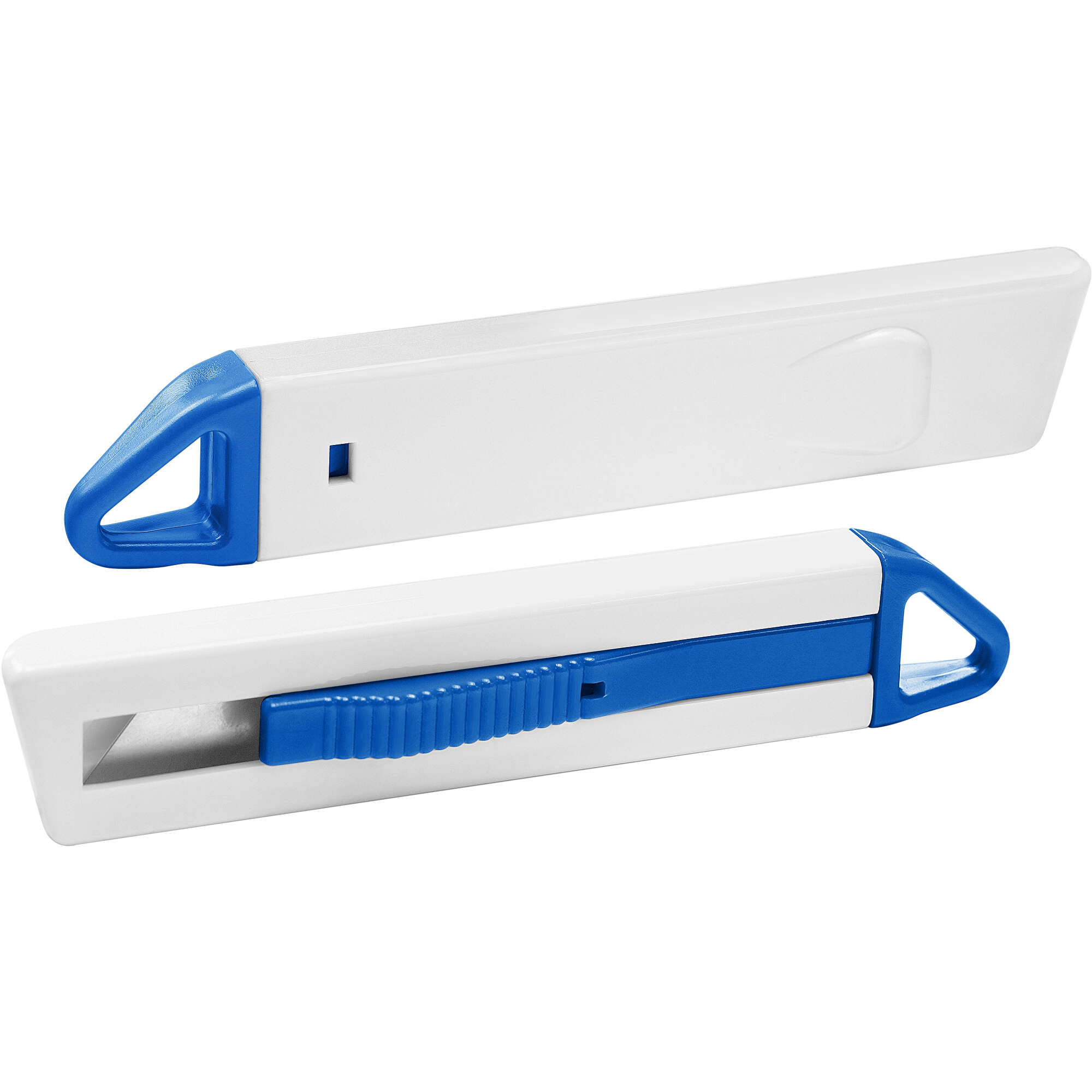 Cutter "Gamma", groß (weiß, blau, ABS MET, 25g) als Werbegeschenke Auf ...