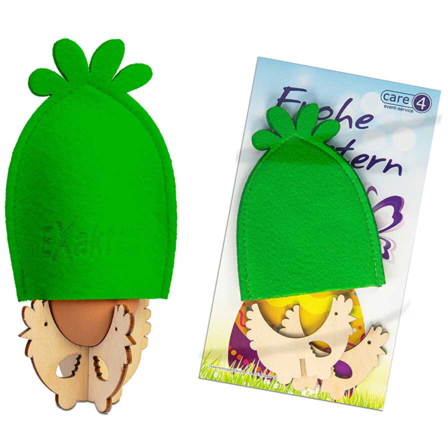 Frühstücksei-Set - grün (individuell, Papier, Kunstoff, Filz, Holz, 24g ...