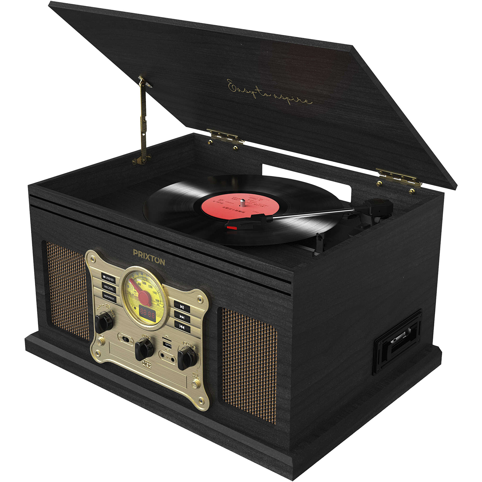 Prixton Century Vinyl Plattenspieler und Musikplayer (schwarz ...